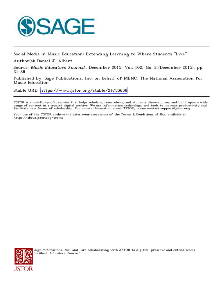 Social Media in Music Education: Extending Learning To Where Students ...