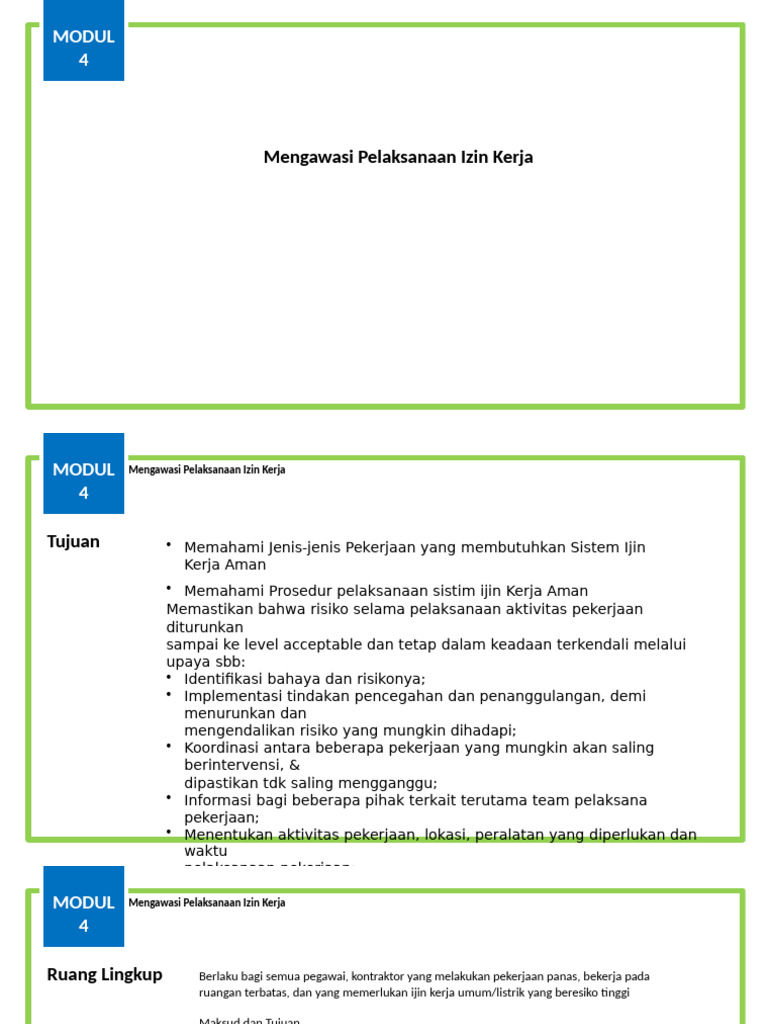 Modul 4-Mengawasi Pelaksanaan Ijin Kerja | PDF