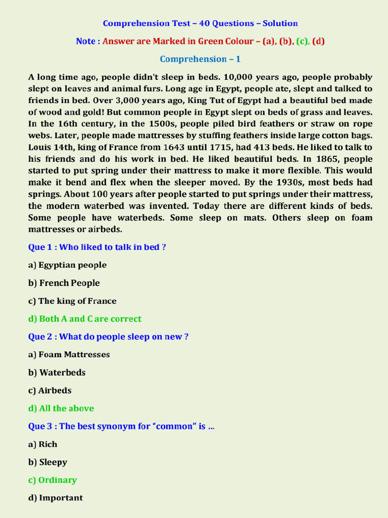 English Comprehension Test 2 | PDF