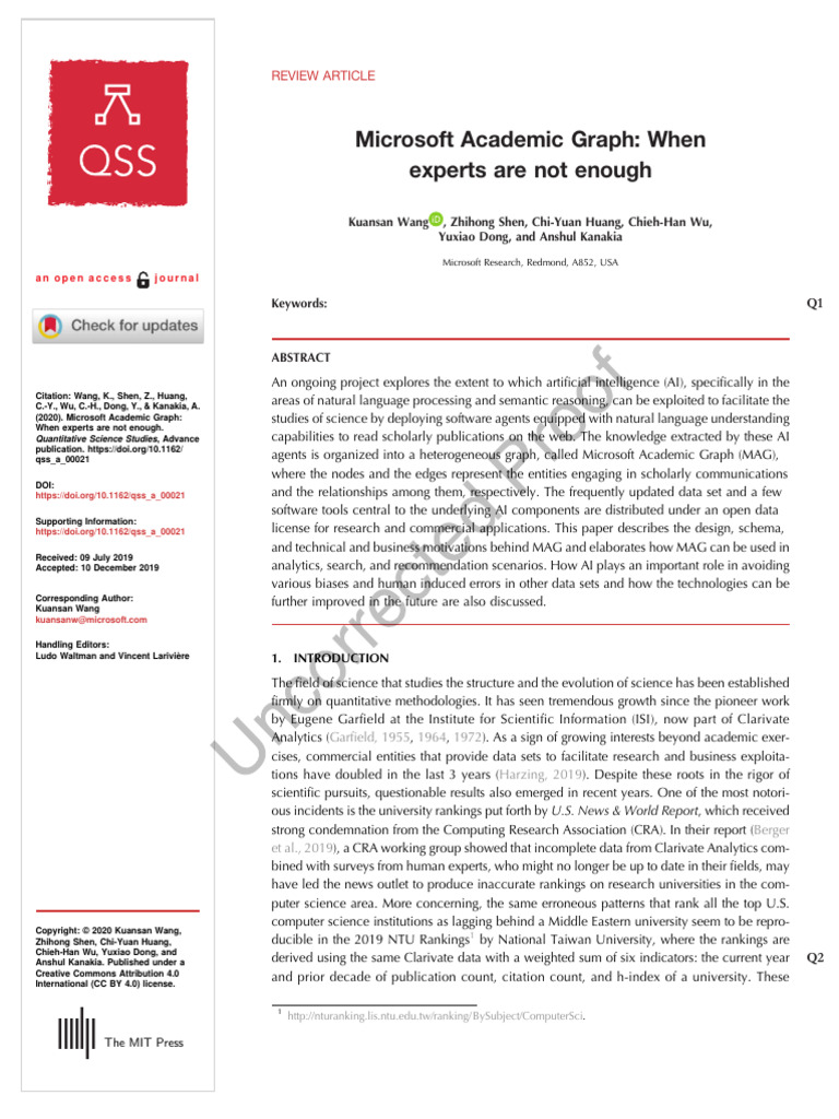 Microsoft Academic Graph Overview | PDF | Patent | Artificial Intelligence