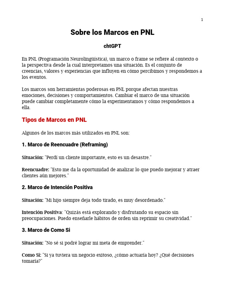 ChatGPT-Sobre Los Marcos en PNL | PDF | Experiencia | Creatividad