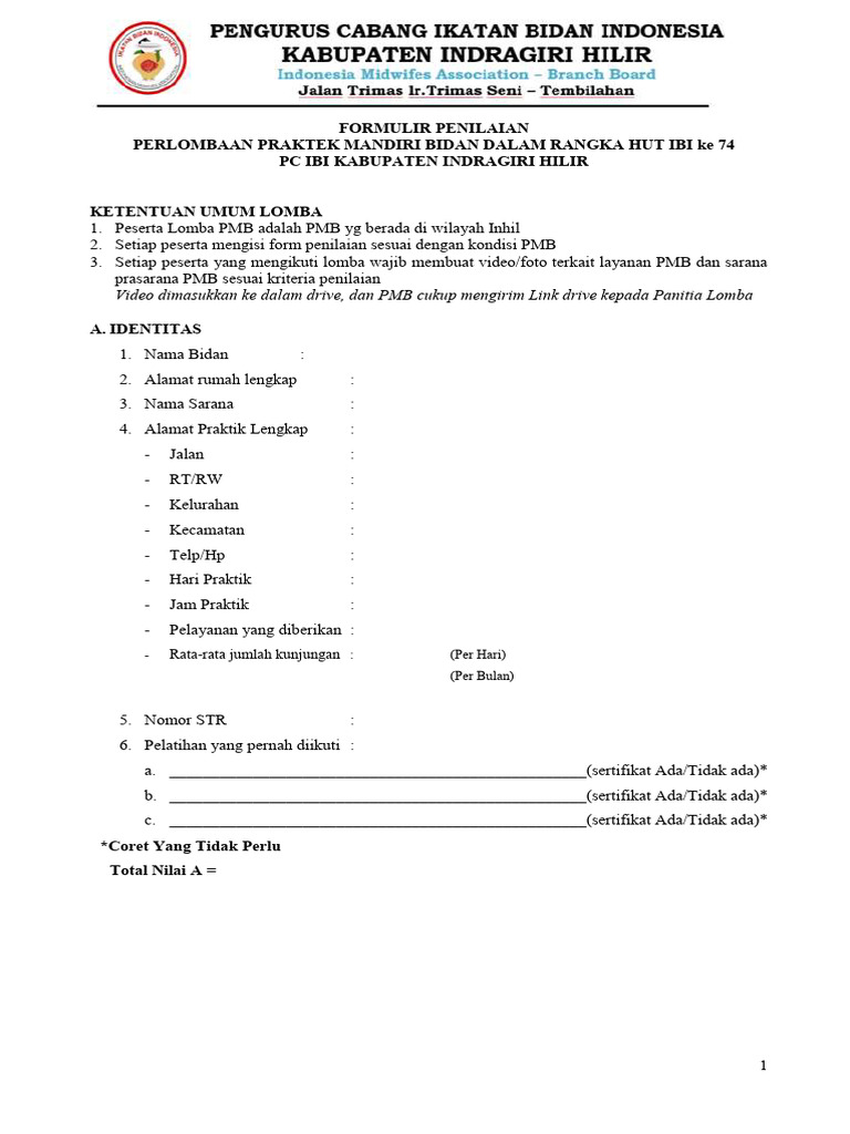 Form Penilaian Lomba PMB OK | PDF