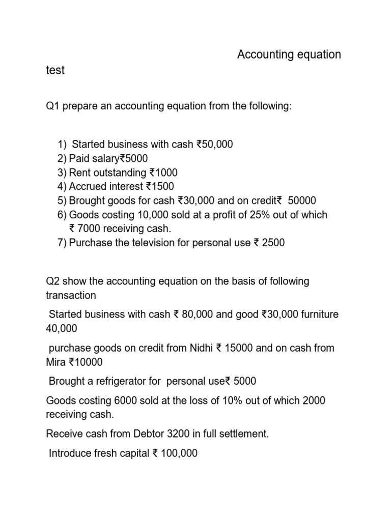 Accounting Equation Preparation Guide | PDF
