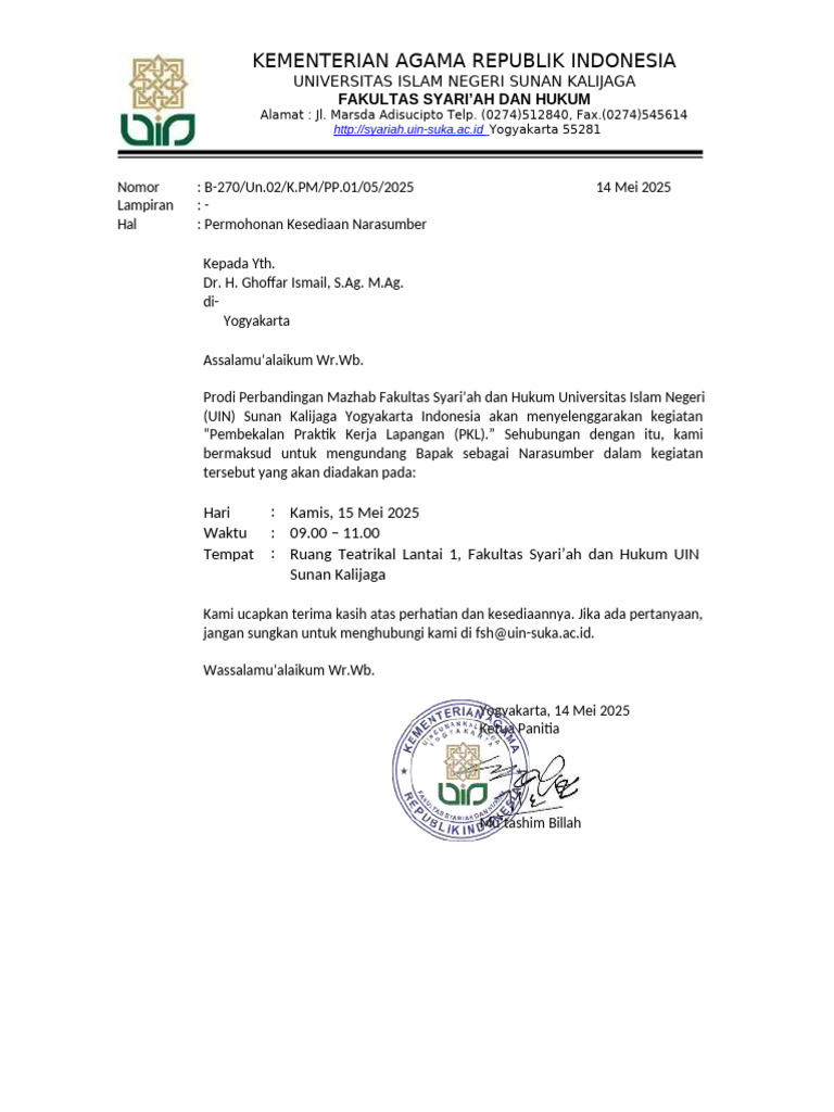 1 Undangan Narsum Dr. H. Ghoffar Ismail, S.ag. M.ag. | PDF