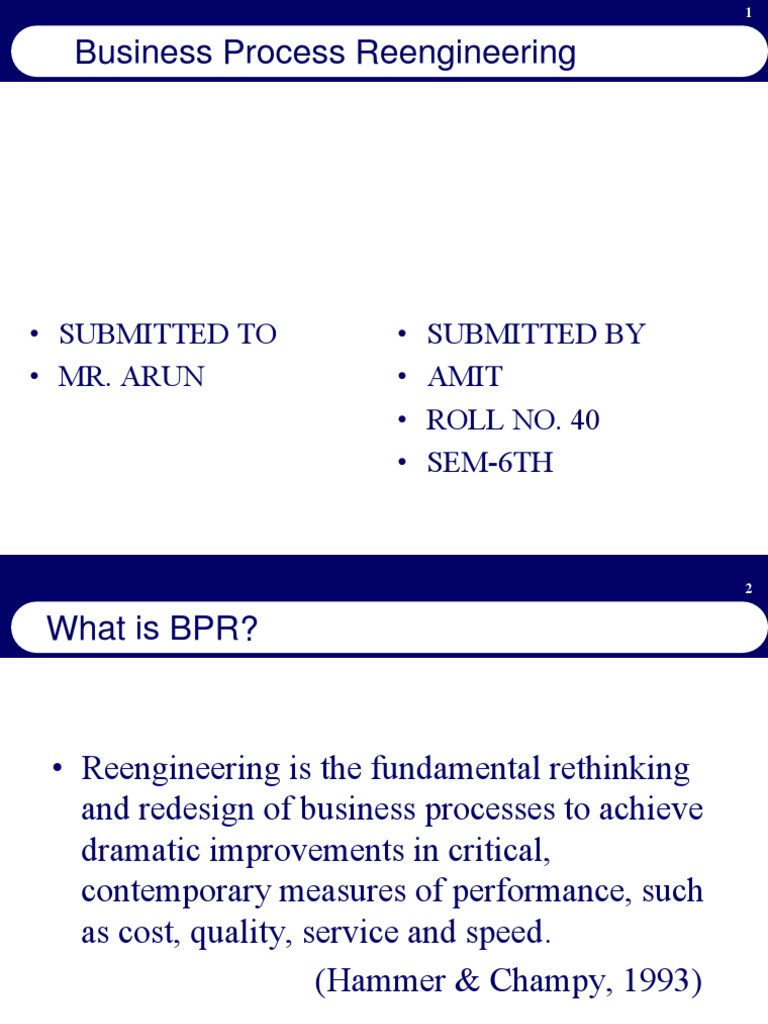 Business Process Re Engineering | PDF | Business Process | Emergence