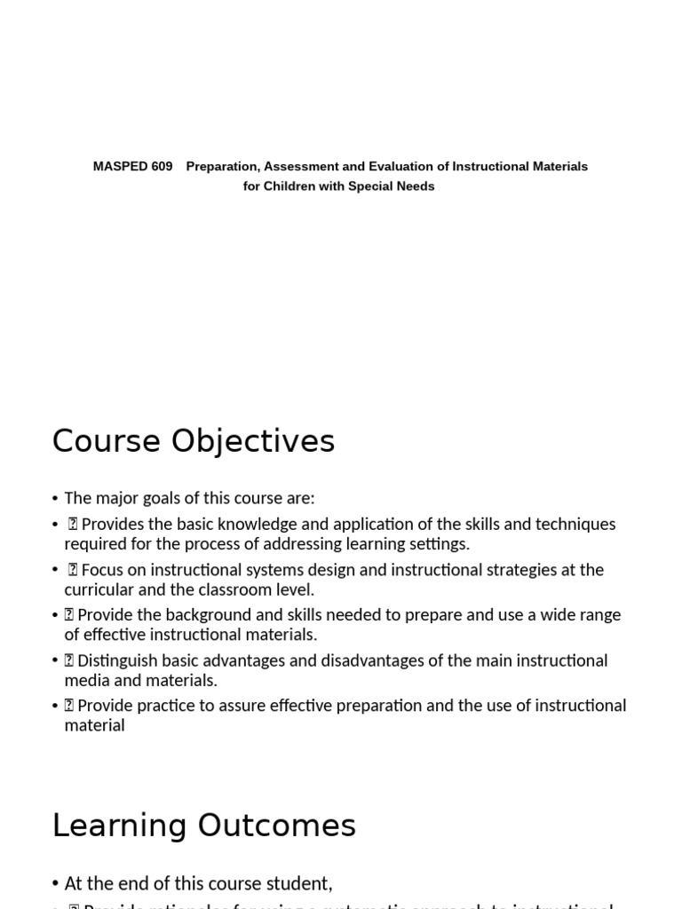 MASPED 609 Preparation Assessment and Evaluation of | PDF ...