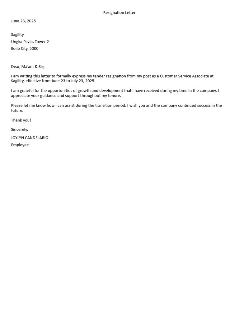 Resignation Letter - Docx - 20250622 - 094903 - 0000 | PDF