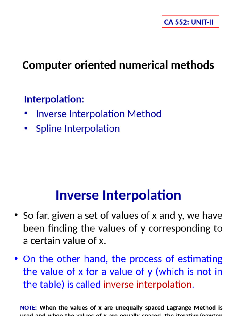 L8 Interpolation Inverse Spline Methods | PDF | Spline (Mathematics) | Interpolation