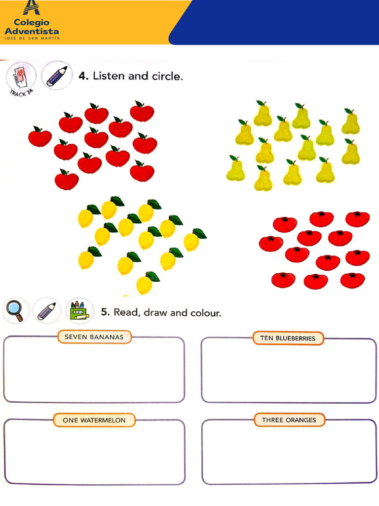 Blue Simple School Illustration Counting Images Mathematics Worksheet | PDF