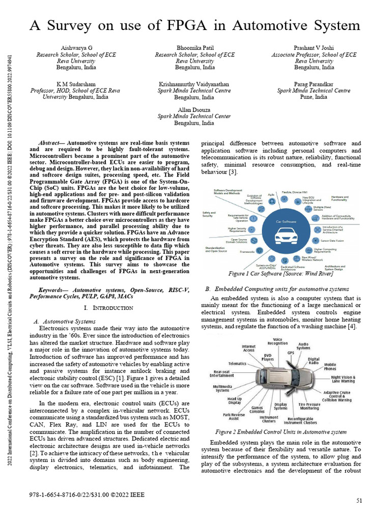 A Survey On Use of FPGA in Automotive System | PDF | Field Programmable ...
