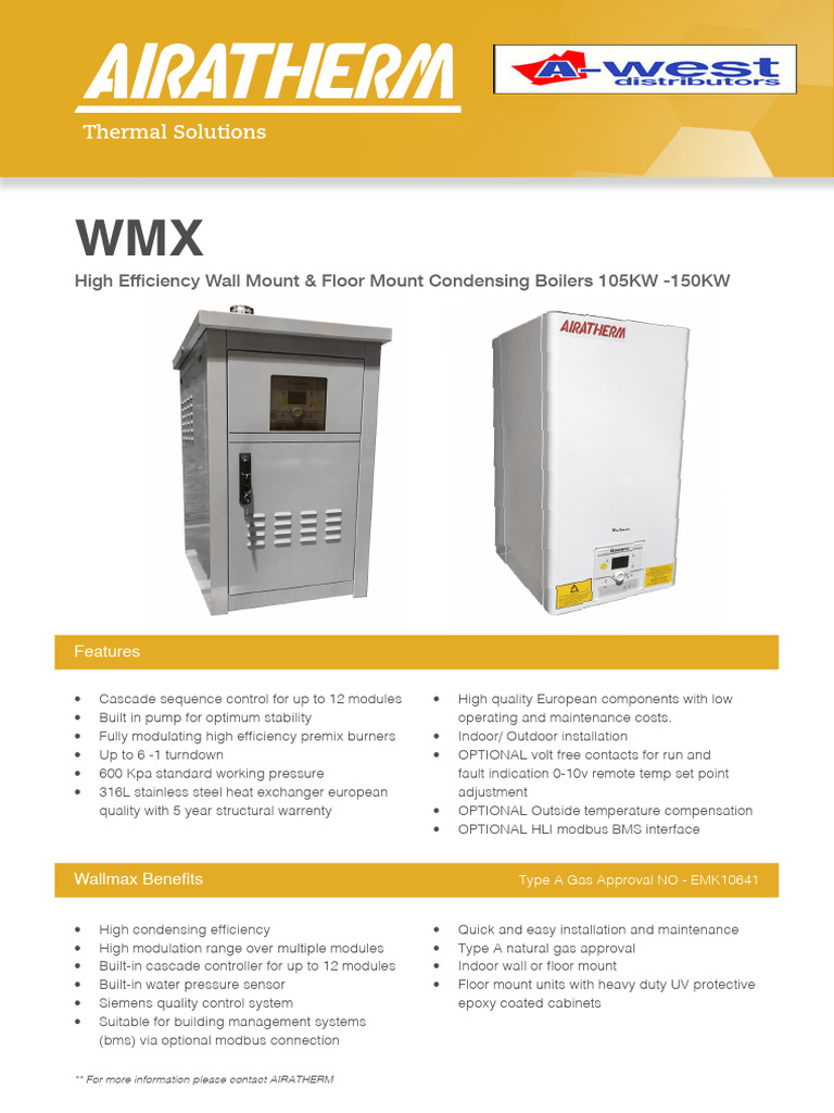 Wallmax High Efficiency Boilers Overview | PDF | Energy Technology