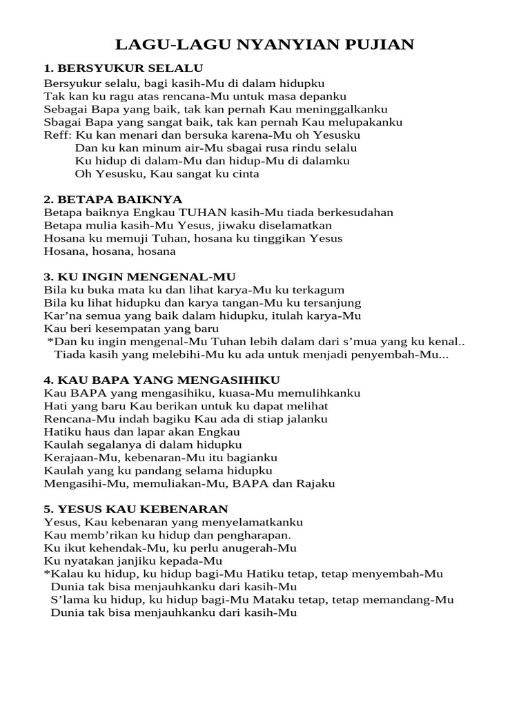 Lagu Nyanyian Pujian Memuji Tuhan July 2011 | PDF