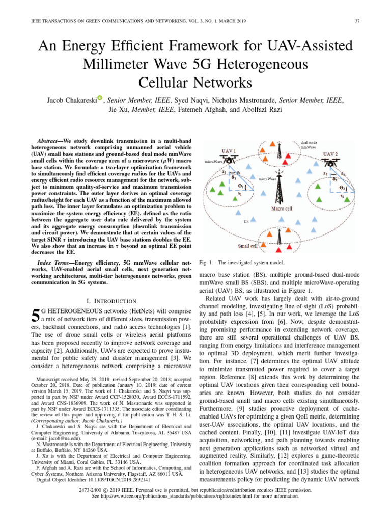 An Energy Efficient Framework For UAV-Assisted Millimeter Wave 5G Heterogeneous Cellular ...