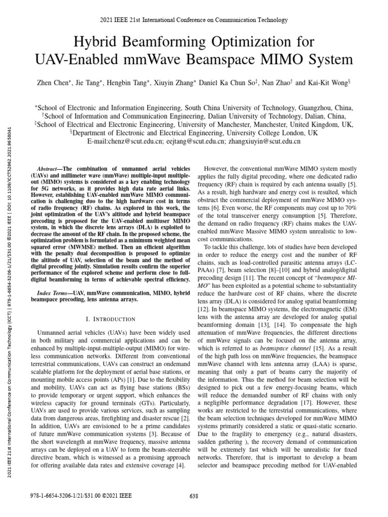 UAV mmWave MIMO Beamforming Optimization | PDF | Mimo | Matrix ...