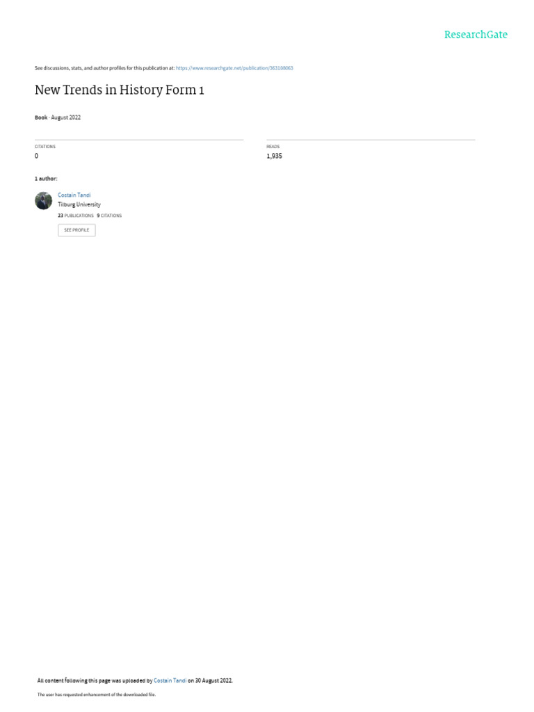New Trends in History Form 1 | PDF