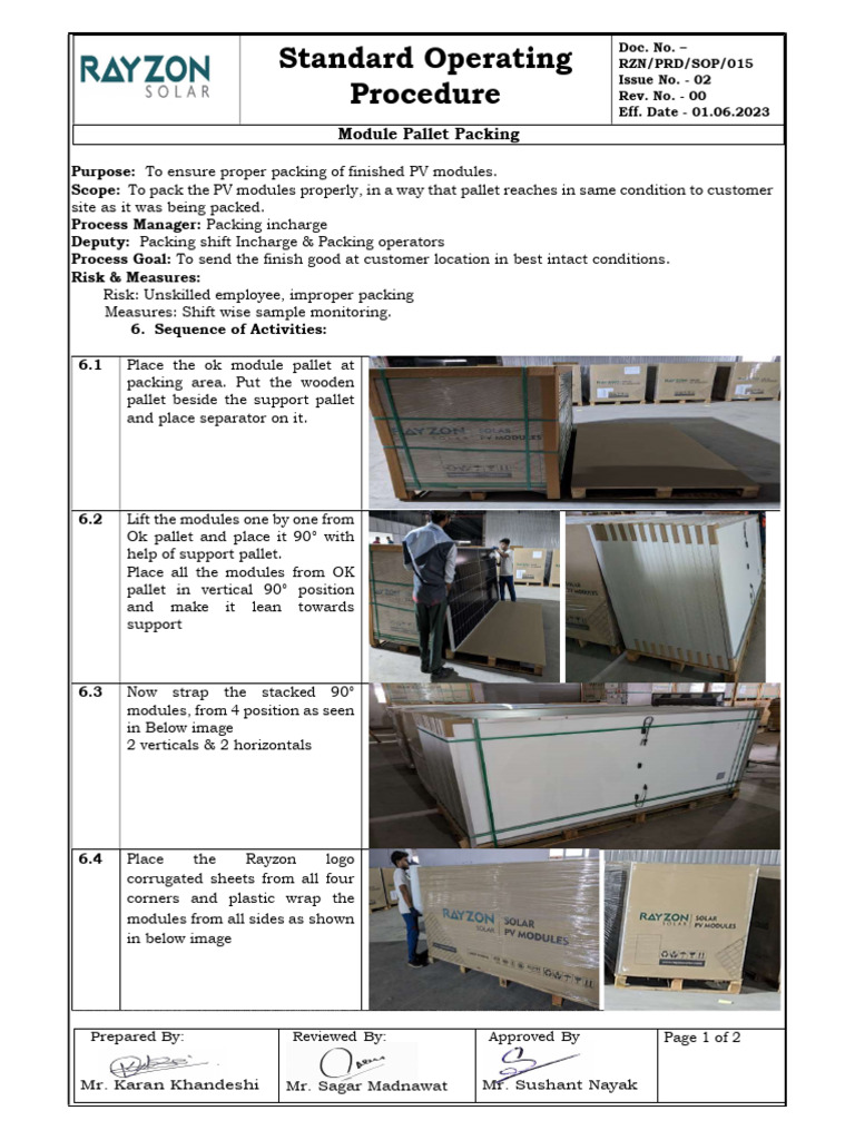 RZN PRD SOP 015 - Module Pallet Packing | PDF | Pallet