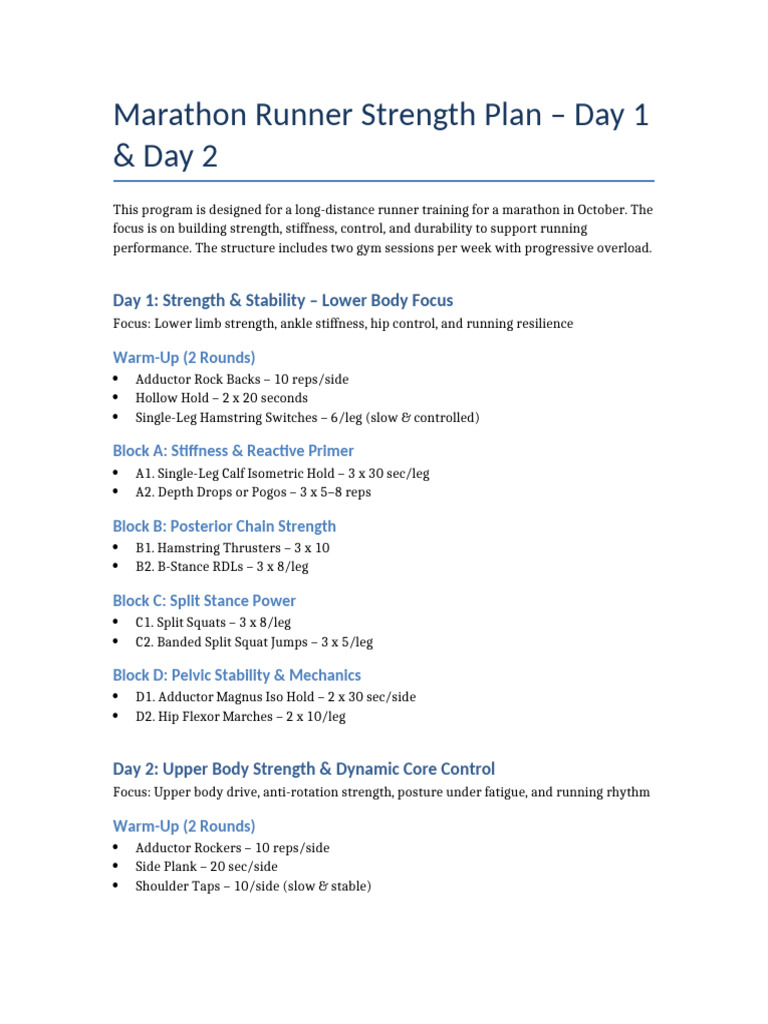 Marathon Strength Program | PDF