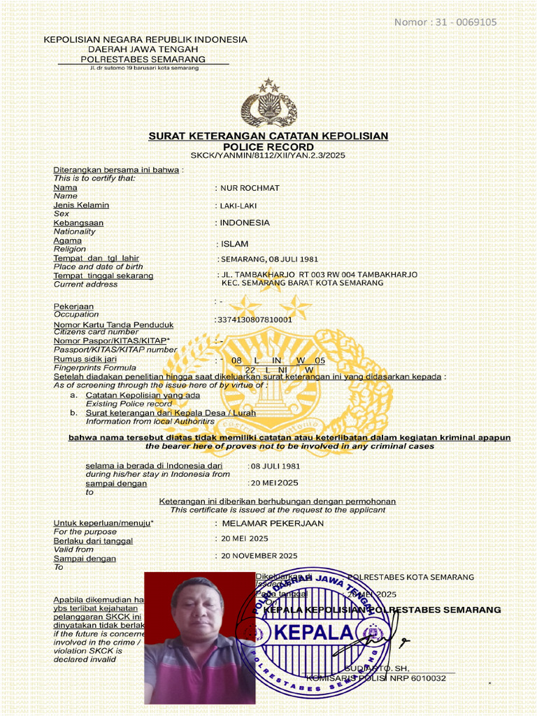 Scan SKCK Nur Rochmat | PDF