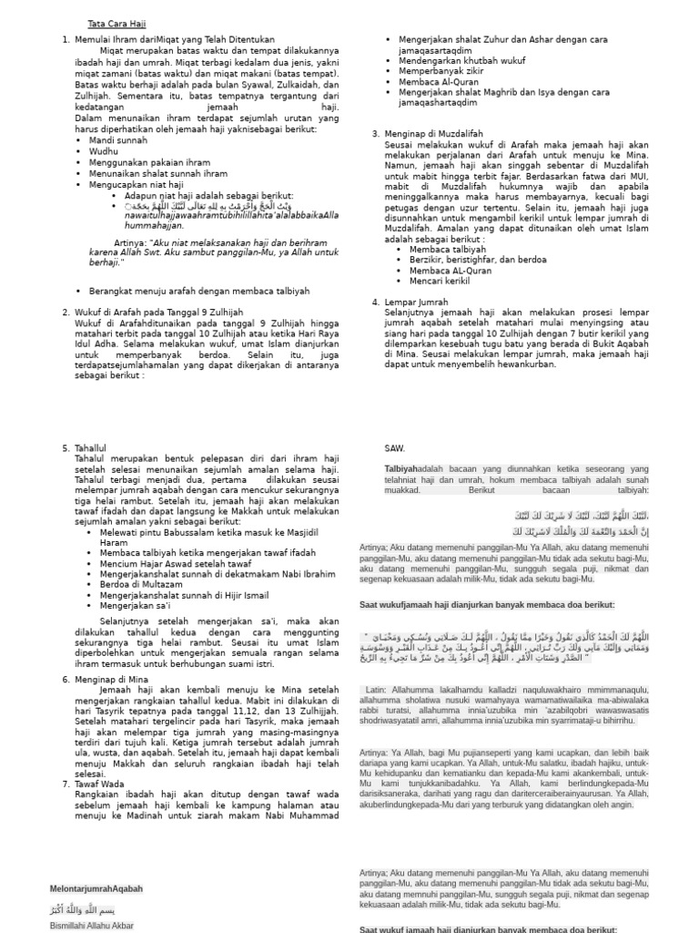 Panduan Lengkap Tata Cara Haji | PDF