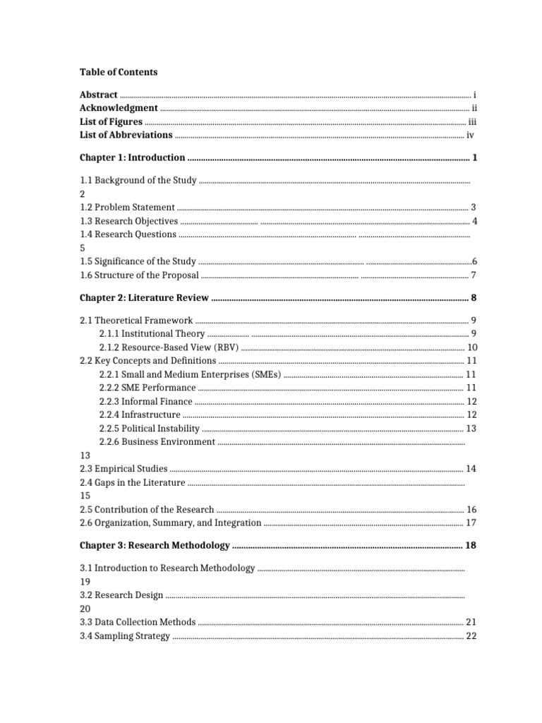 Nasir Proposal Updated TOC | PDF | Small And Medium Sized Enterprises ...