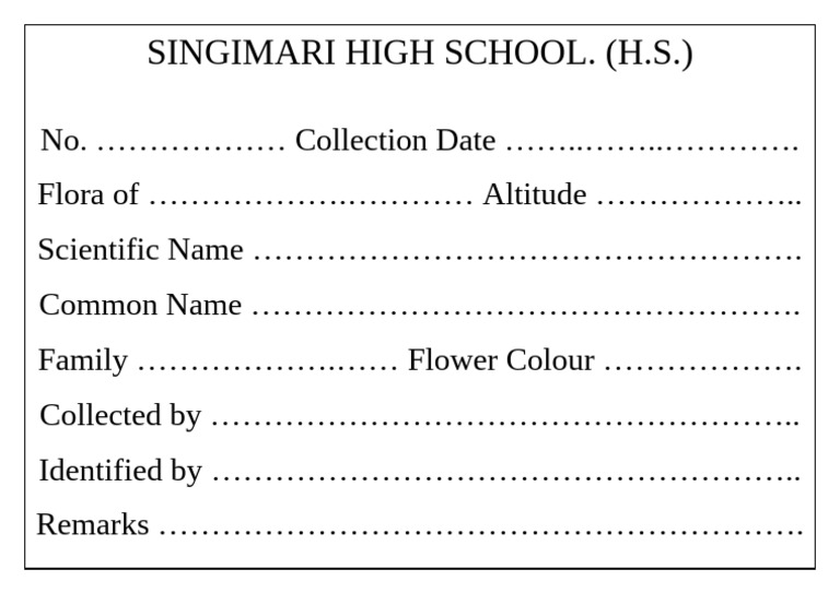 Singimari High School. (H.S.) | PDF