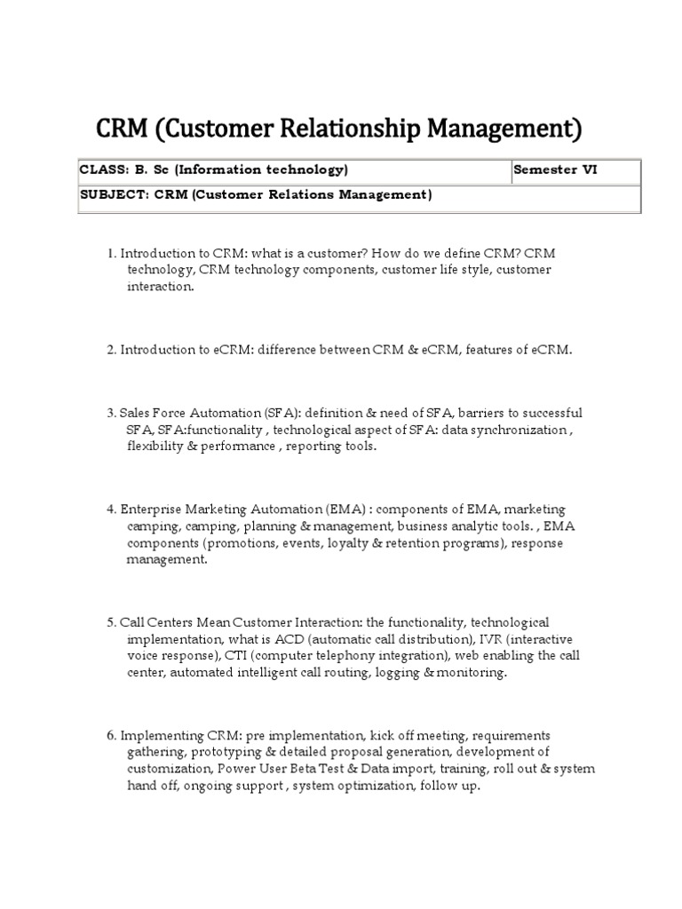 CRM Notes | PDF | Customer Relationship Management | Sales