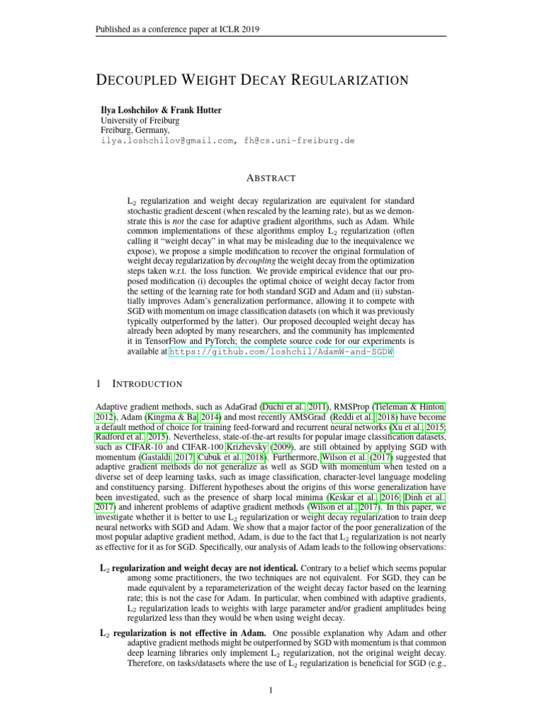 939 Decoupled Weight Decay Regular | PDF | Applied Mathematics ...
