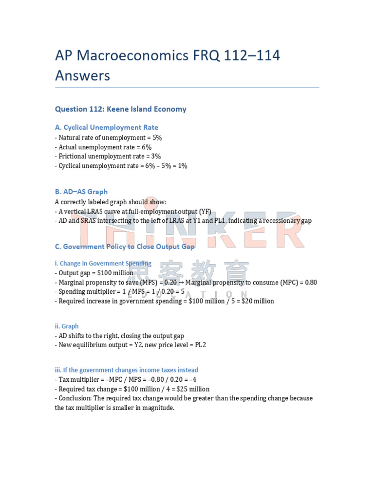 AP Macroeconomics FRQ Answers (10) 20250509163906 | PDF | Inflation ...