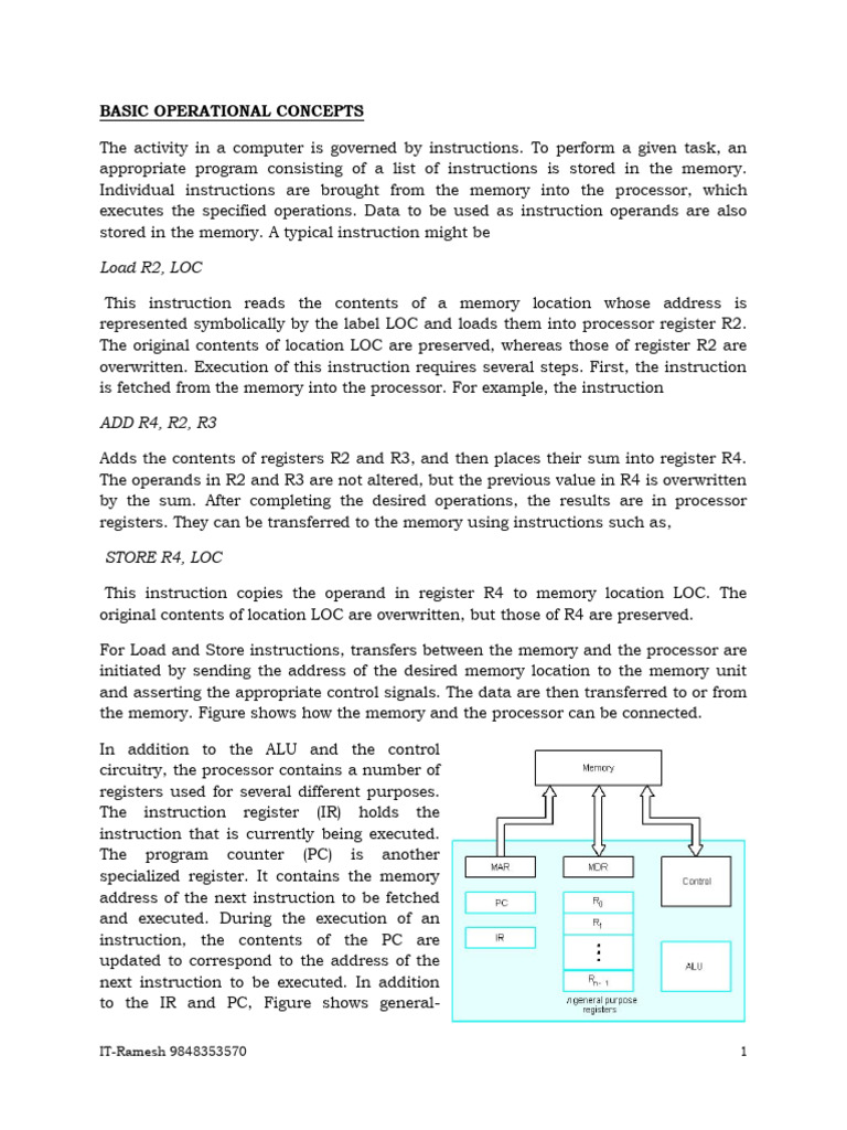 Co Basic Operational Concepts | PDF | Central Processing Unit | Computer Hardware