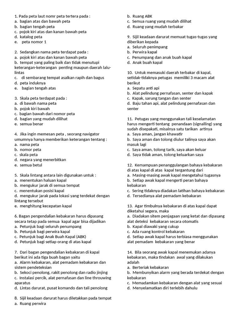 Latihan Soal SMK Pelayaran Program Studi Nautika Kapal Niaga | PDF