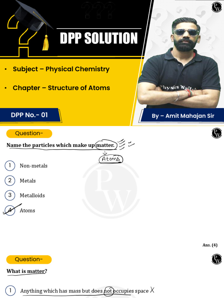 Structure of Atom _ DPP 01 Solution Notes __ Arjuna NEET 3.0 2025 (2 ...