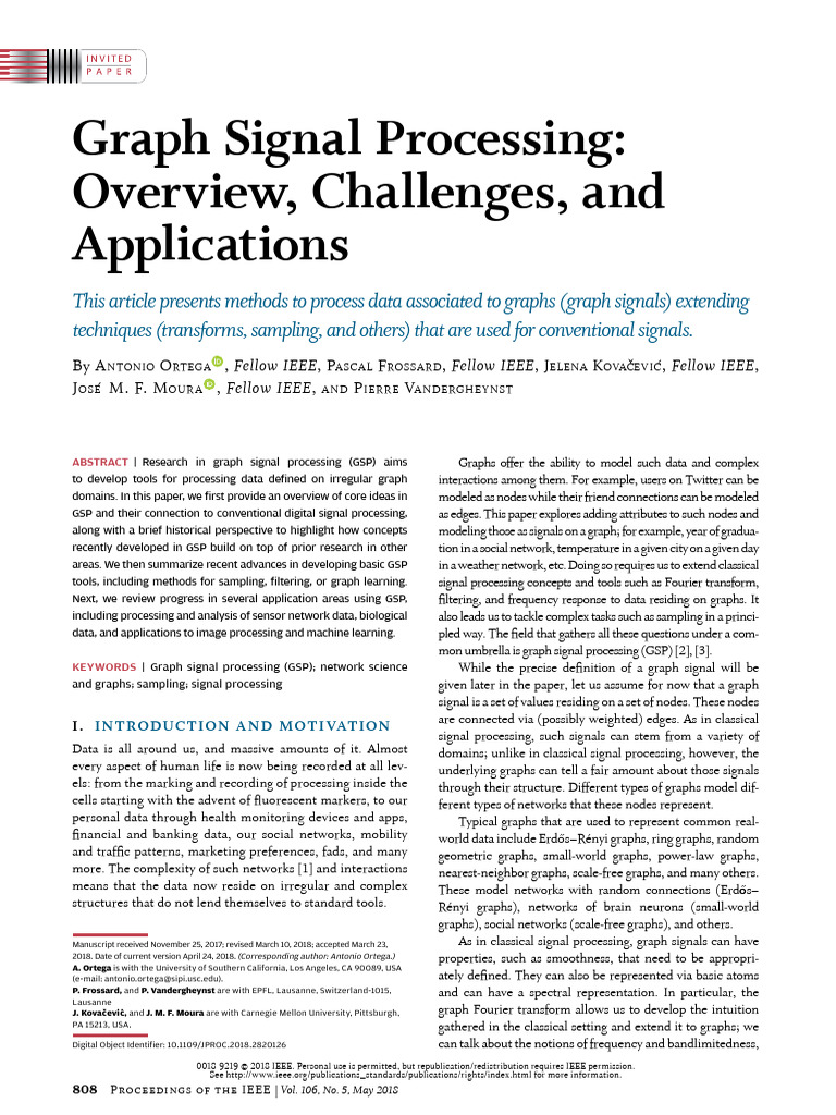 Graph Signal Processing Overview Challenges and Applications | PDF | Eigenvalues And ...