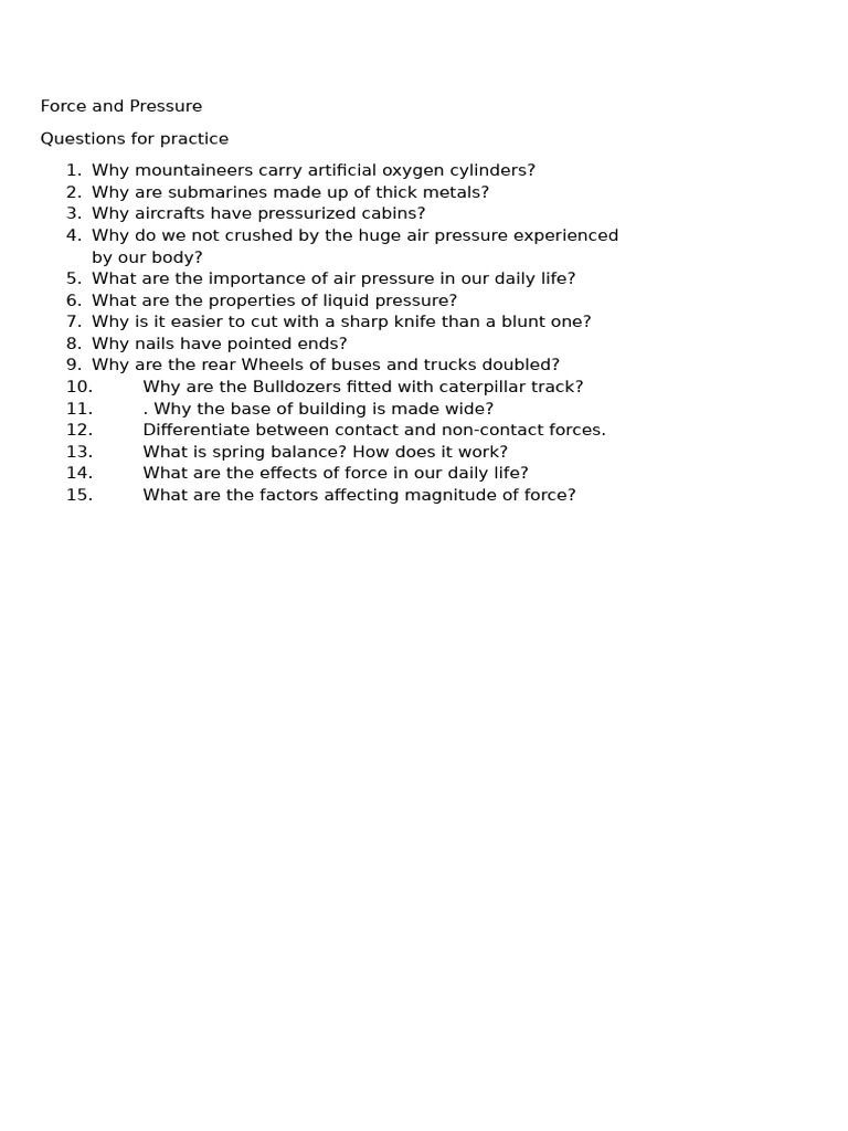 Force and Pressure | PDF