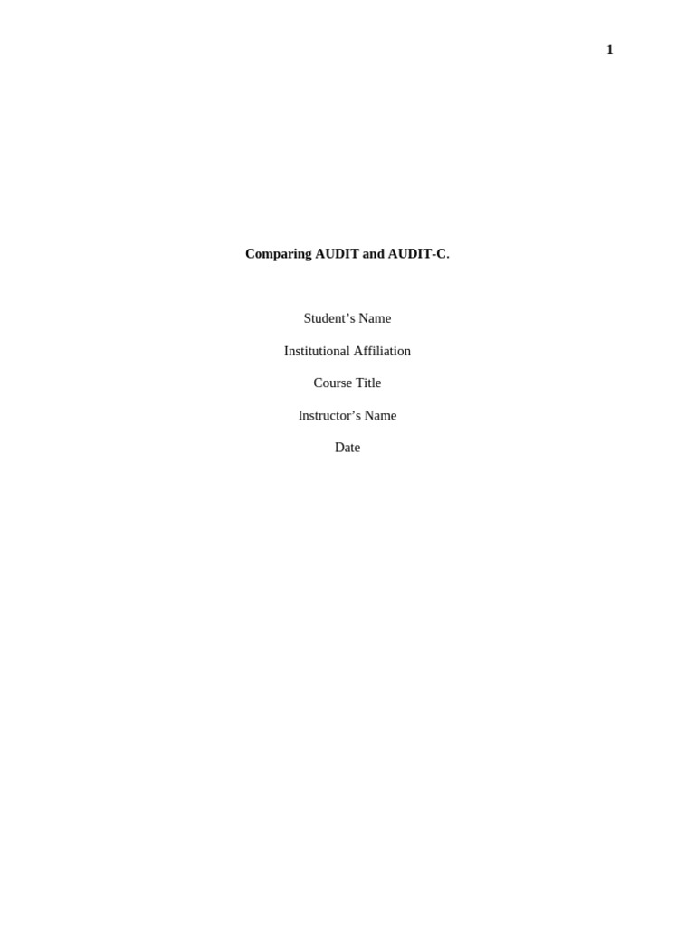 Comparing AUDIT and AUDIT-C Tools | PDF | Alcohol Abuse | Substance ...