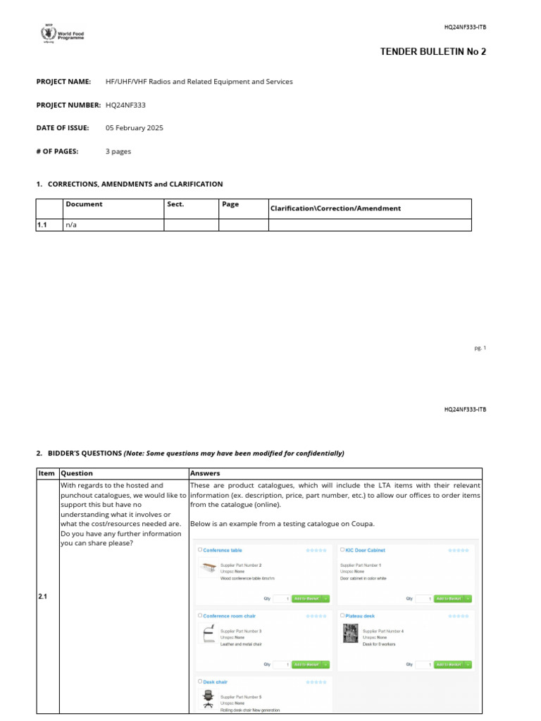 HF/UHF/VHF Radio Tender Bulletin 2 | PDF