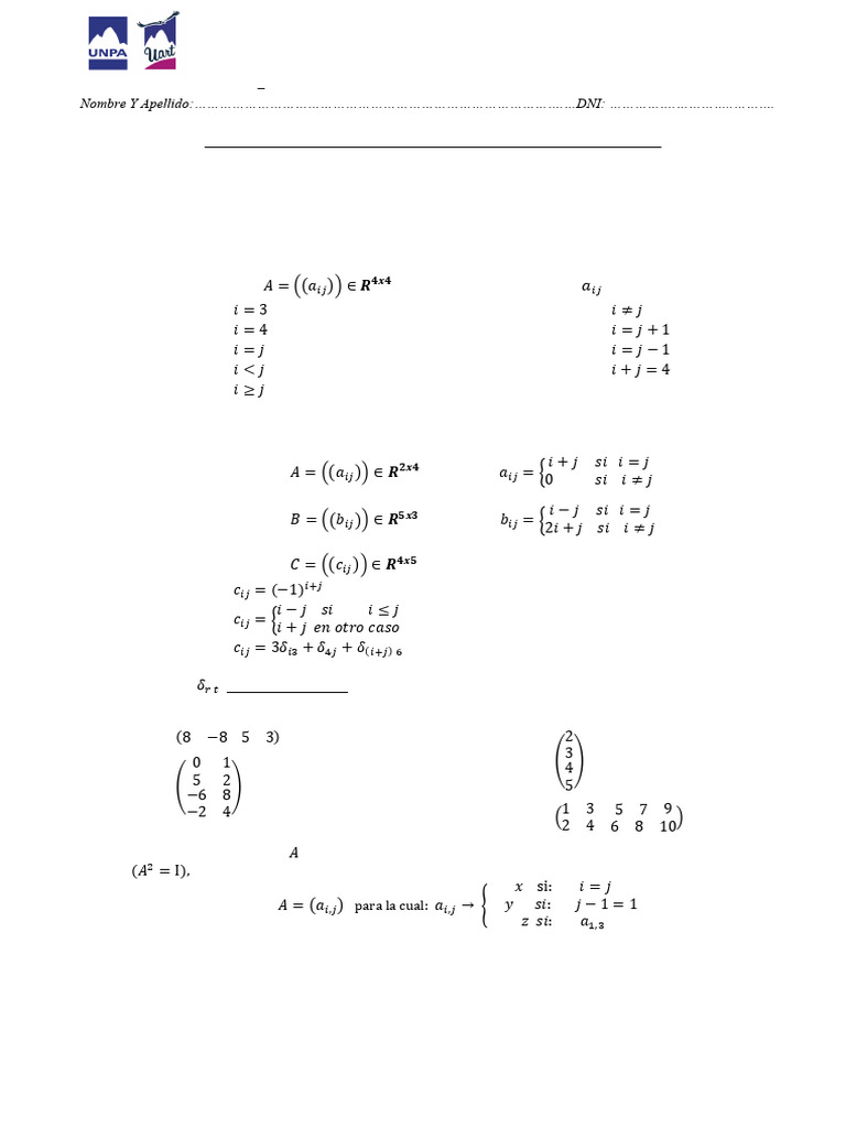 Actividad N°1 - Matrices - 25 - Ok | PDF | Matriz (Matemáticas) | Álgebra