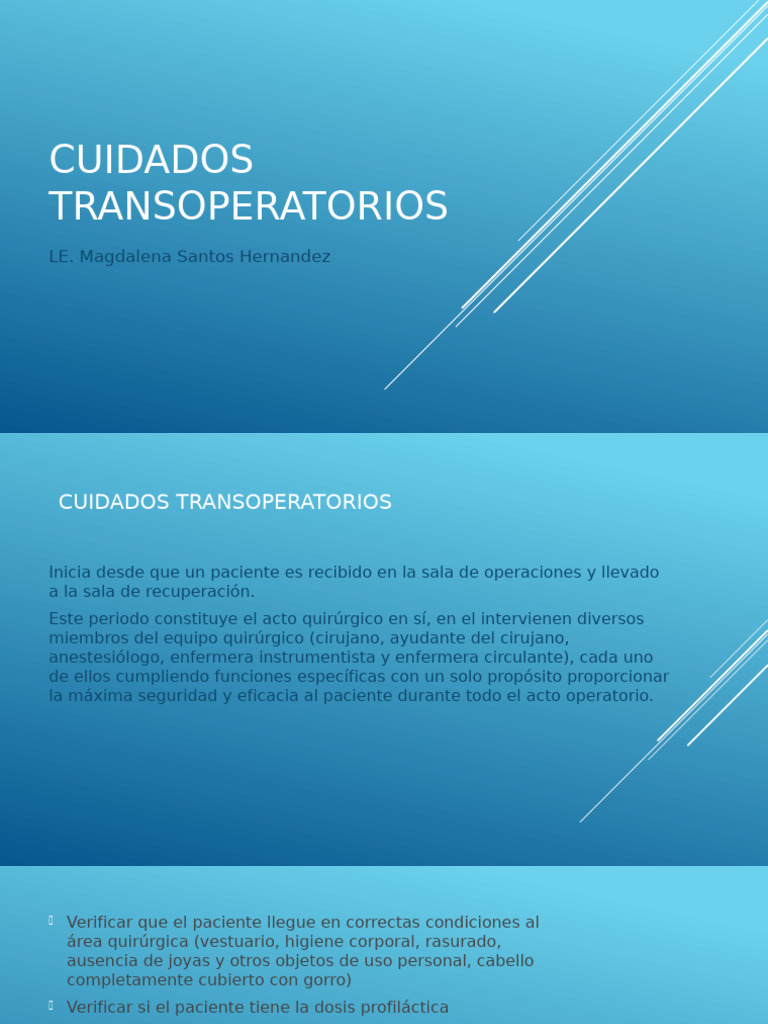 Cuidados Transoperatorios | PDF | Cirugía | Lavado de manos
