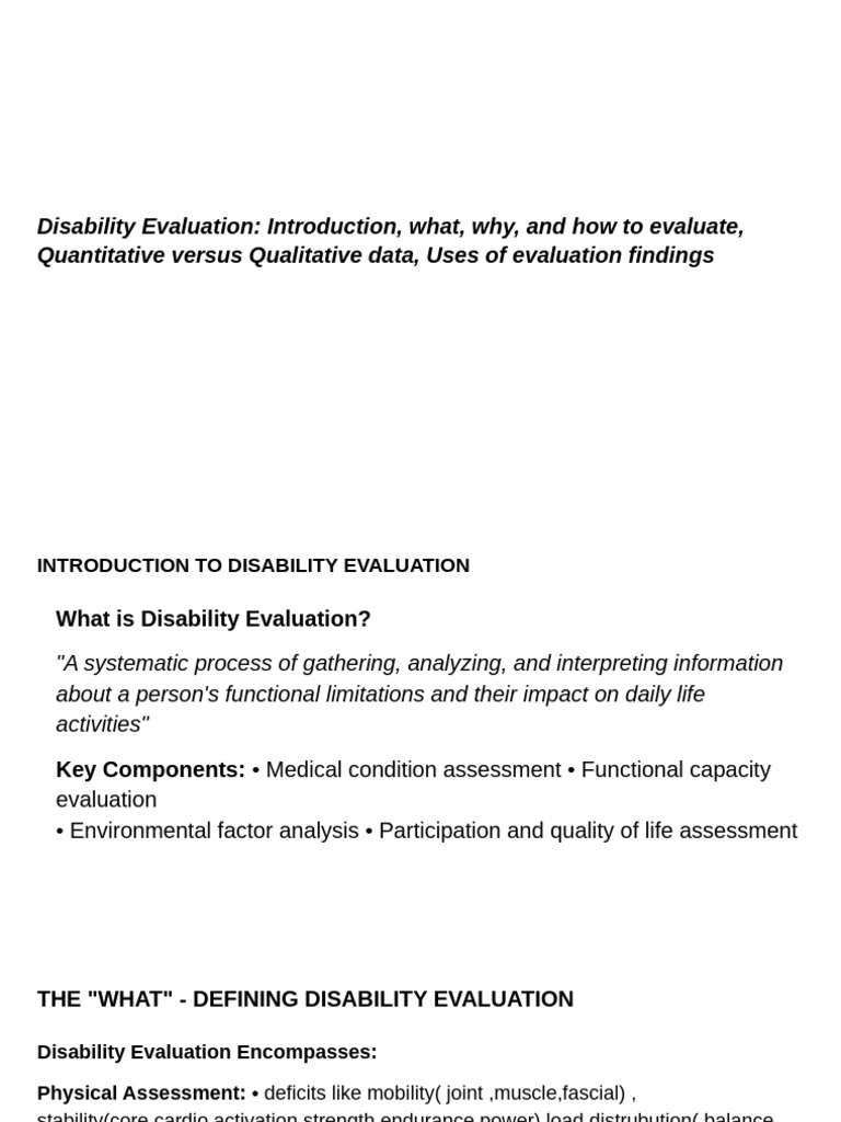 Understanding Disability Evaluation Basics | PDF | Evidence Based ...