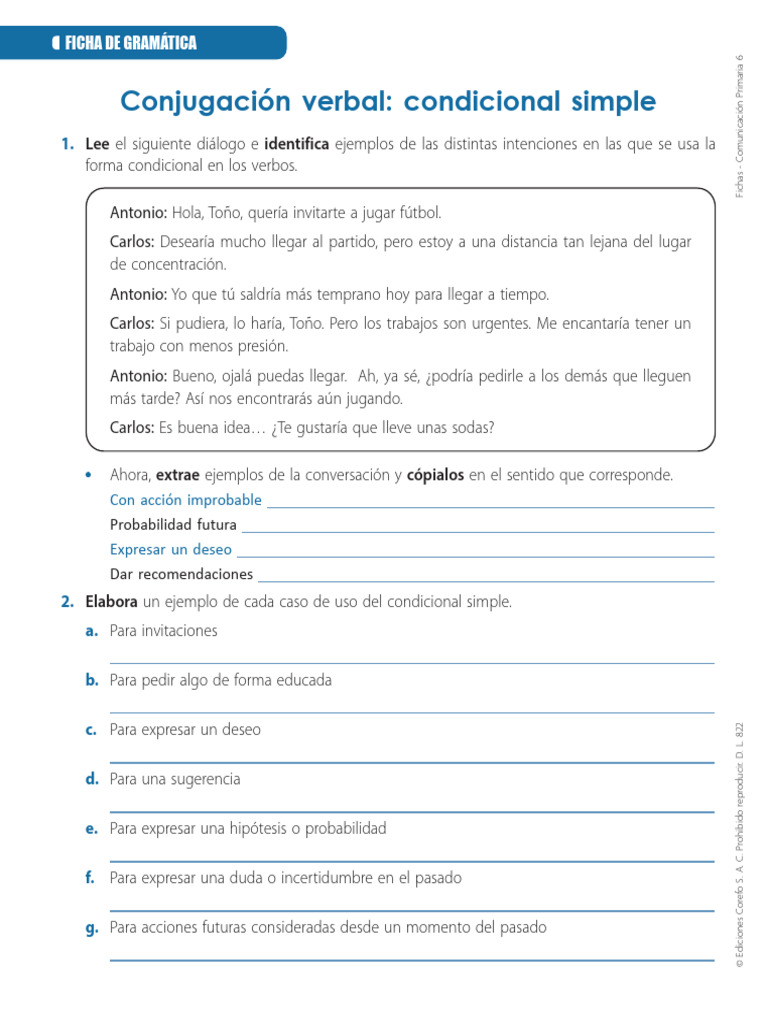 FA - Conjugación Verbal - Condicional Simple | PDF | Verbo | Mecánica del lenguaje