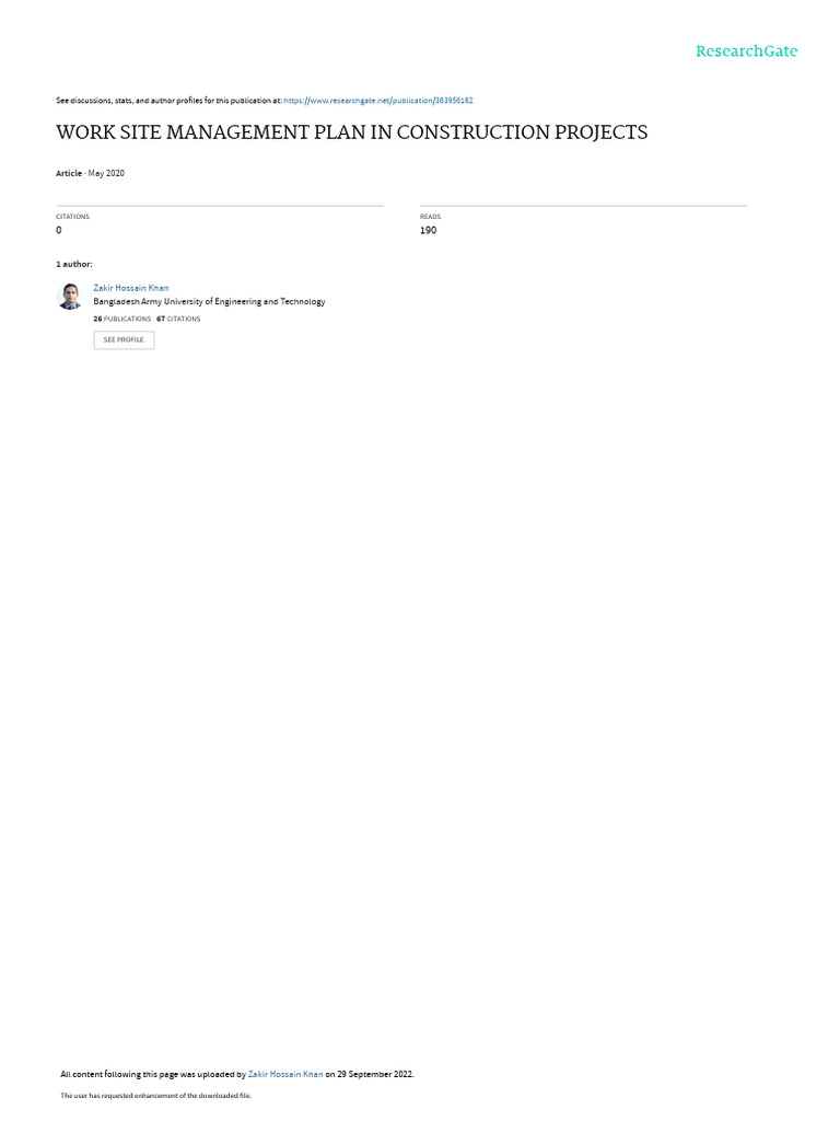 Work Site Management Plan in Construction Projects: Article | PDF ...