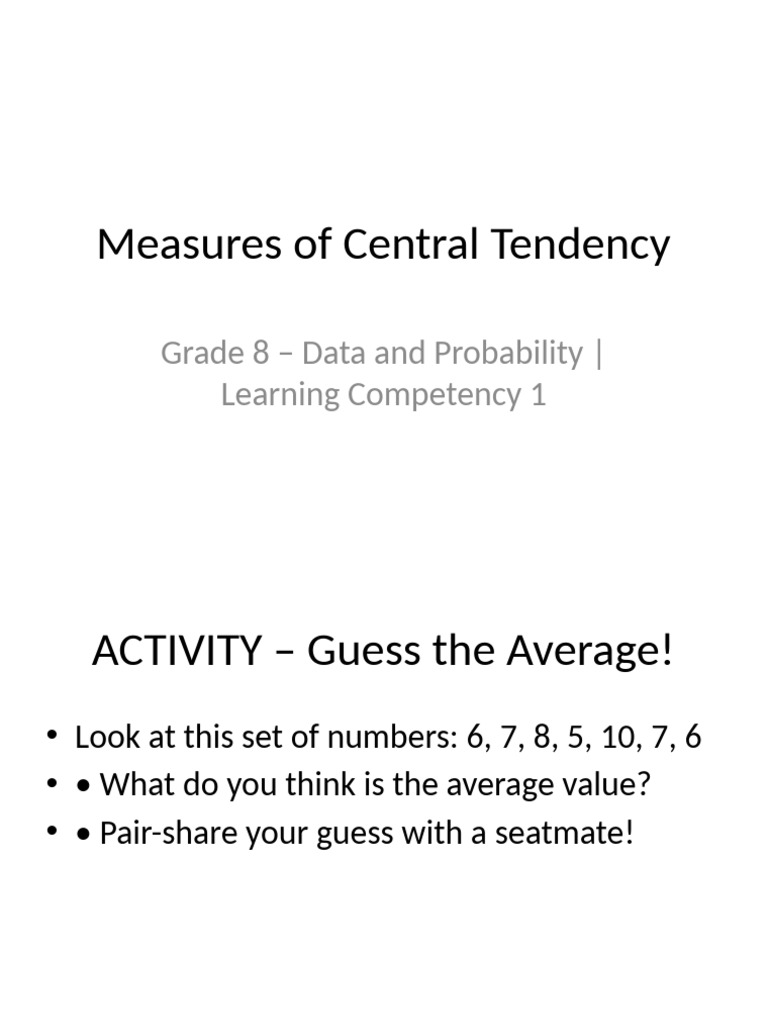 Grade8 Measures of Central Tendency | PDF