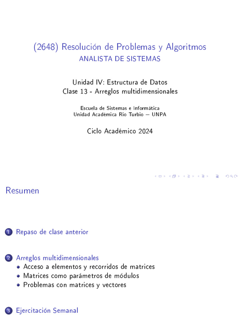 RPA Clase13 Arreglos Multidimensionales Matrices | PDF | Matriz (Matemáticas) | Informática