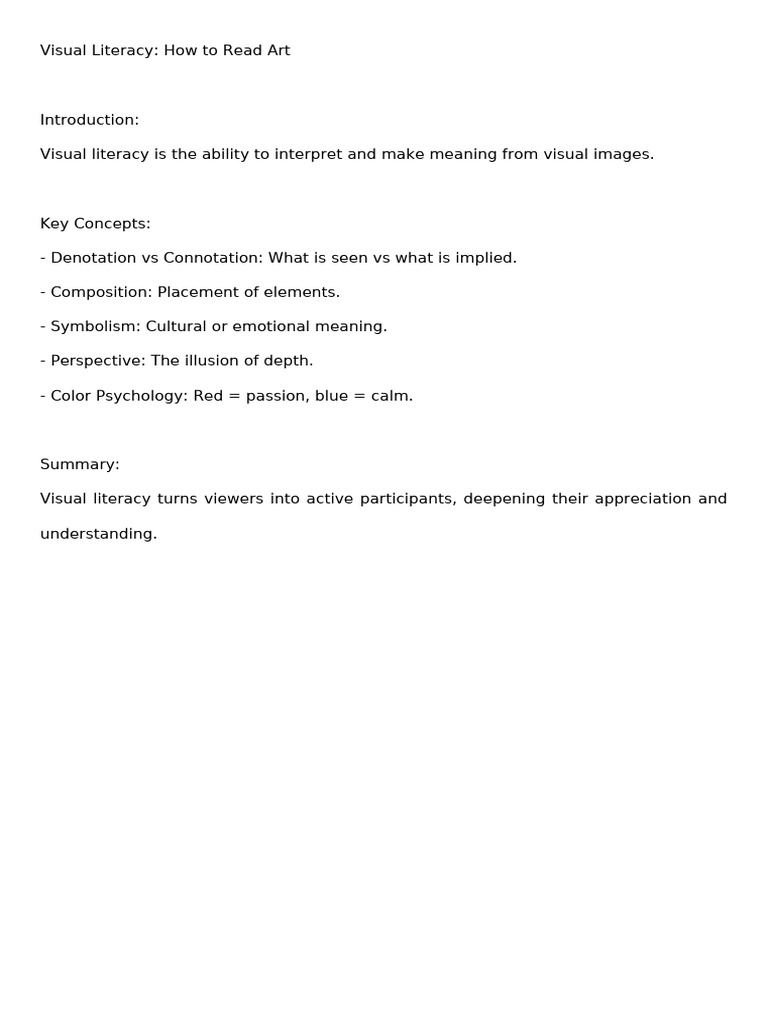 Visual Literacy | PDF