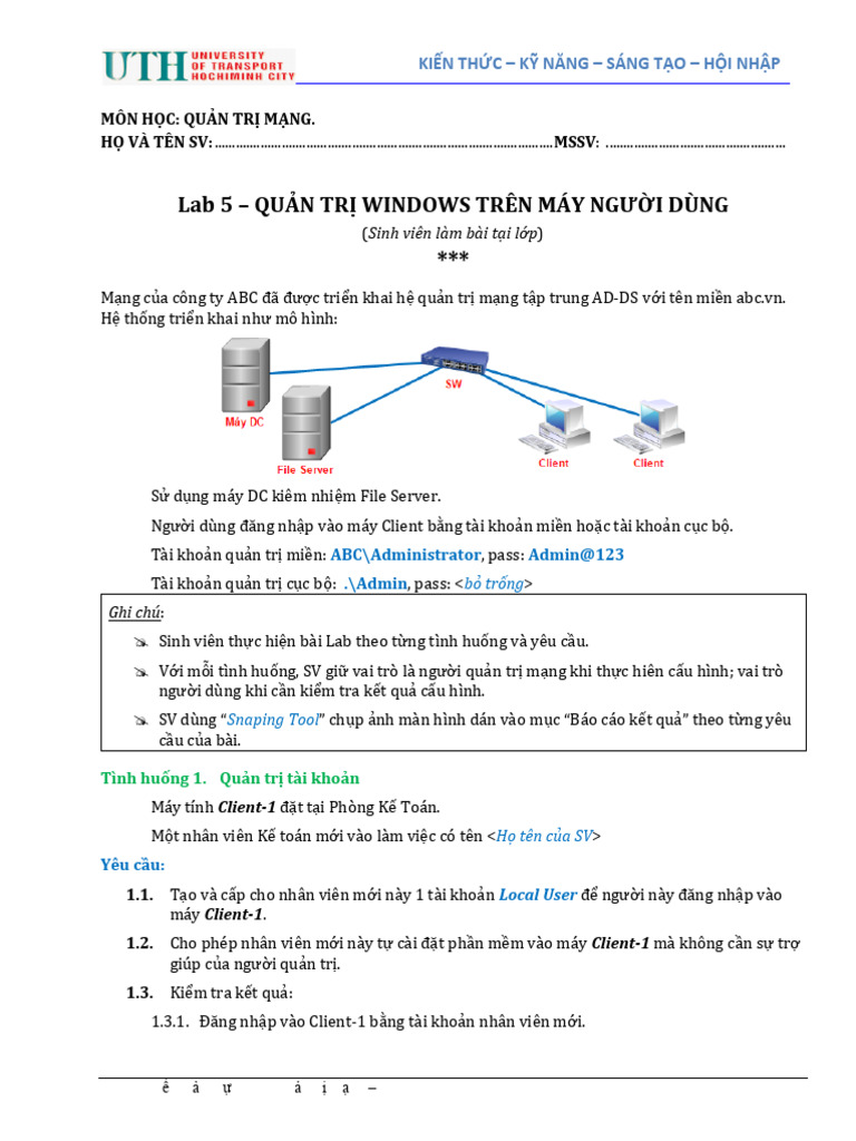 Lab 5-Quan Tri Windows Tren Máy Người Dùng | PDF