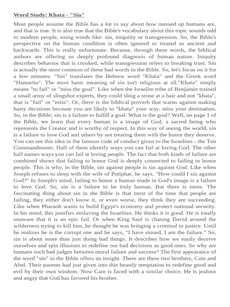 Sin Iniquity Transgresion | PDF | Bible | Jacob