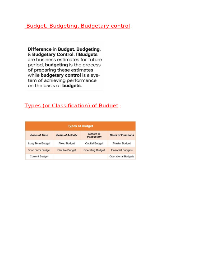 CMA-Budget, Budgeting, Types of Budget, Types of Budgetind Methods. | PDF