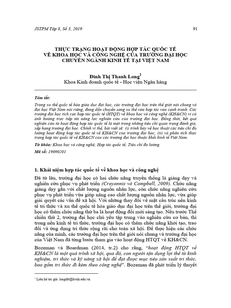2019 - thực Trạng Htqt Về Khcn | PDF