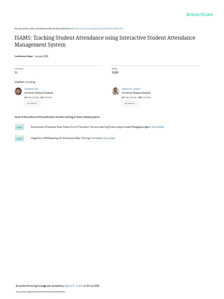 ISAMS: Tracking Student Attendance Using Interactive Student Attendance ...
