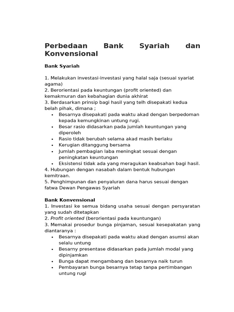 Perbedaan Bank Syariah Dan Konvensional | PDF
