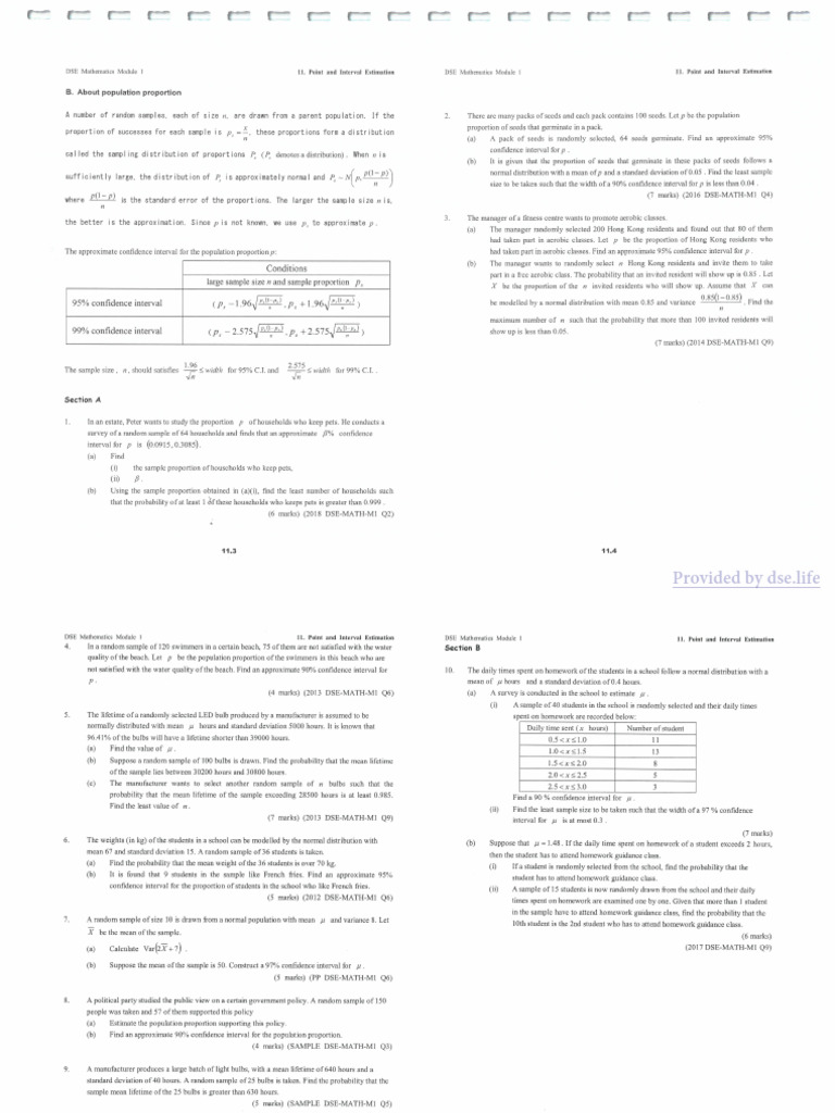 M1 Point and Interval by Topic | PDF